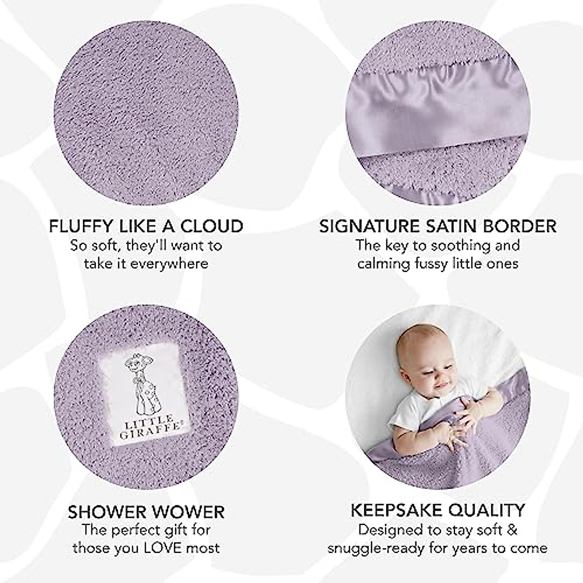 Little Giraffe Baby Blanket - Chenille Soft Blanket with Satin Trim - Baby Stroller Blanket - Newborn Baby Essentials & Baby Gifts - 29x35 - Lavender