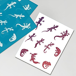OLYCRAFT 4x5 Inch Clay Stencils Small Lizard Pattern Silk Screen for Polymer Silk Screen Stencils Lizard Mesh Transfer Stencils Animal Theme Mesh Stencil for Polymer Clay Jewelry Making
