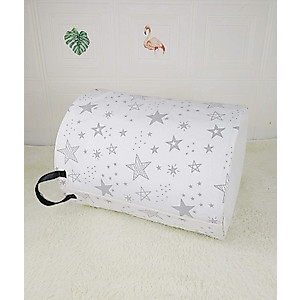 ACMUUNI 19.7" Round Canvas Large Clothes Basket Laundry Hamper with Handles,Waterproof Cotton Storage Organizer Perfect for Kids Boys Girls Toys Room, Bedroom, Nursery,Home,Gift Basket(Grey Star)