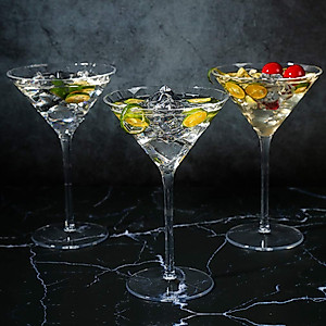 MICHLEY Elegant Cocktail Glasses 100% Tritan Plastic Martini Glasses 8.7oz, Dishwasher Safe, Suitable for Parties, Picnics, Set of 4