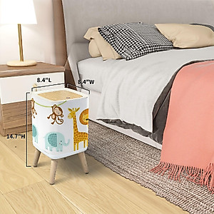 PHAIBHKERP Trash Can with Lid A Set Cute Jungle Animals Elephant Lion Giraffe Monkey Garbage Can Rectangular Waste Bin Press Cover Dog Proof Wastebasket for Kitchen Bathroom Living Room Nursery
