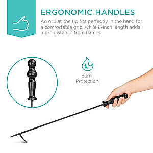 Best Choice Products Fireplace Tool Set 5pc Indoor Wrought Iron Outdoor Firepit Tool Set w/Poker, Tongs, Broom/Brush, Stand - Copper