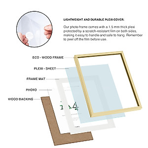 TONES FRAME DESIGN 11x14 Natural Wood Frame with 8x10 Mat, Set of 2 Picture Frames, Solid Wood Venner Finish, and Plexiglass Front for Poster Gallery Wall Home Decor