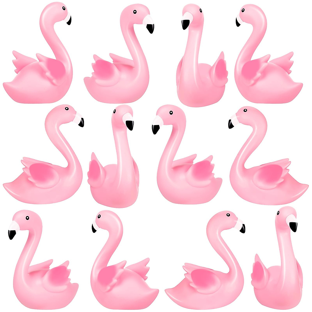 Pink Flamingo Rubber Duckies, 12PCS Bulk Flamingo Bath Toys for Kids Small Flamingo Rubber Duck Cake Decorations, Classroom Prizes