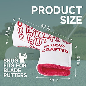 Studio Crafted 0 Putts Given Golf Blade Putter Cover Magnetic Closure (White)