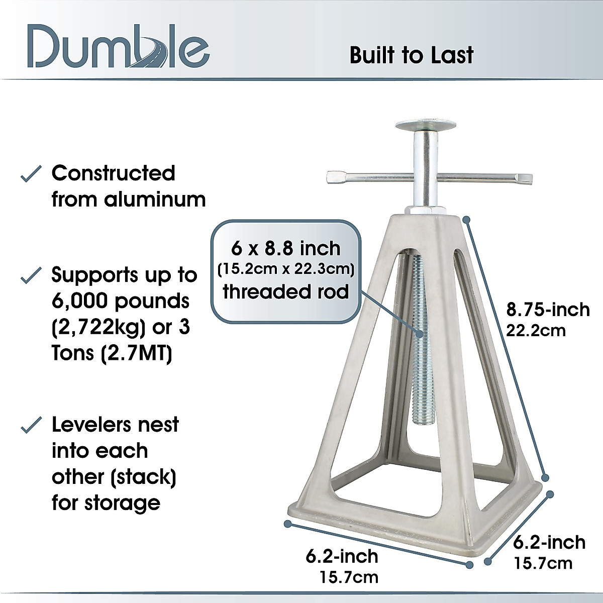 Dumble RV Stabilizer Jacks Camper Leveling Blocks 2-Pack – Heavy Duty Leveling Blocks for Trailer, Camper, Motorhome