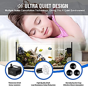 Upgrade Mini Submersible Water Pump, Reggory Small Fountain Pump(95GPH, 5W), Durable Aquarium Pump for Fish Tank, Hydroponics, Outdoor/Indoor.