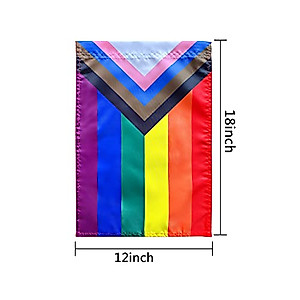TSMD Progress Pride Garden Flag LGBTQ Inclusive Rainbow Flags Double Sided Outdoor Yard Decorative,12"x 18",2 Pack
