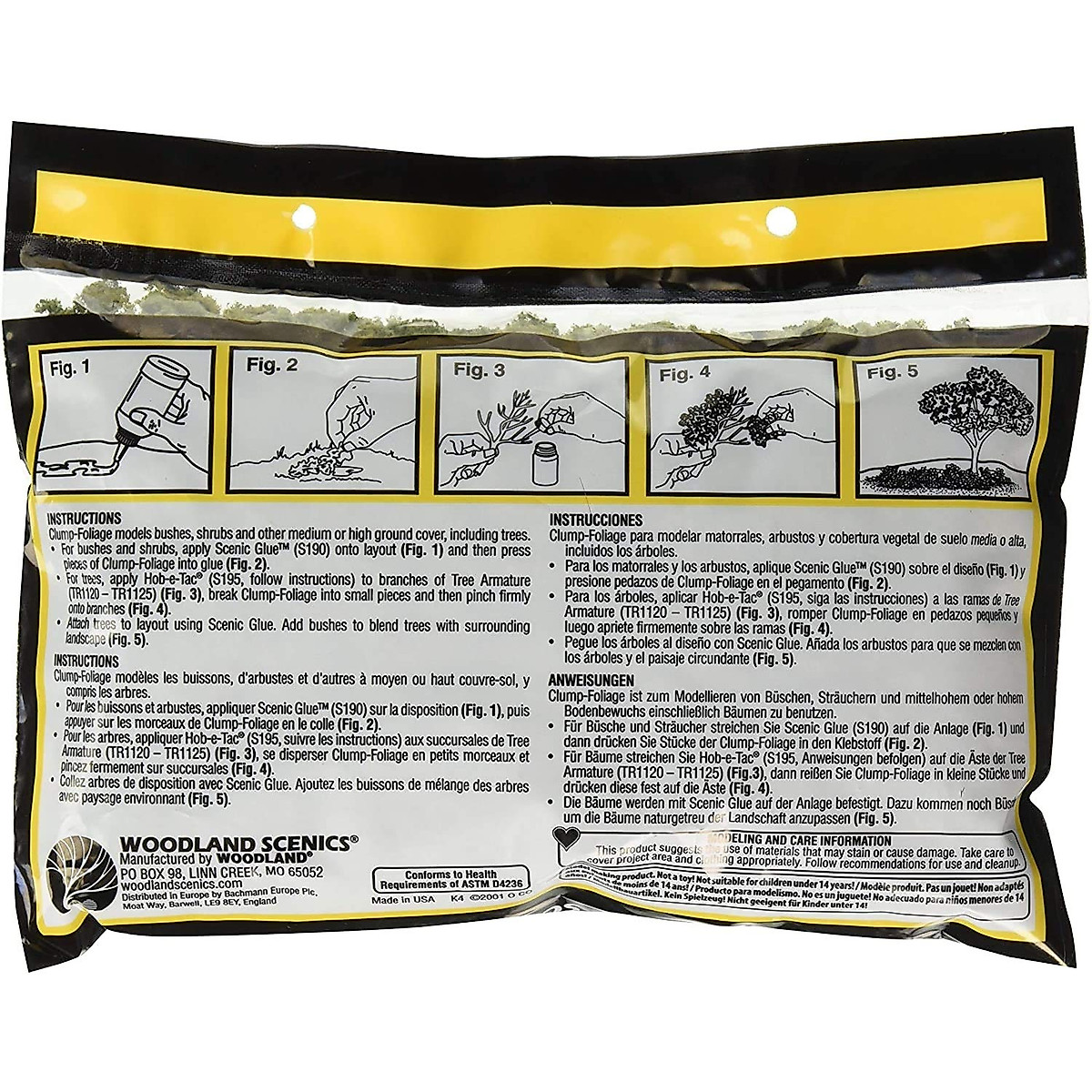 Woodland Scenics Clump Foliage, Light Green, Medium Green, and Dark Green, with Make Your Day Curved Tweezers