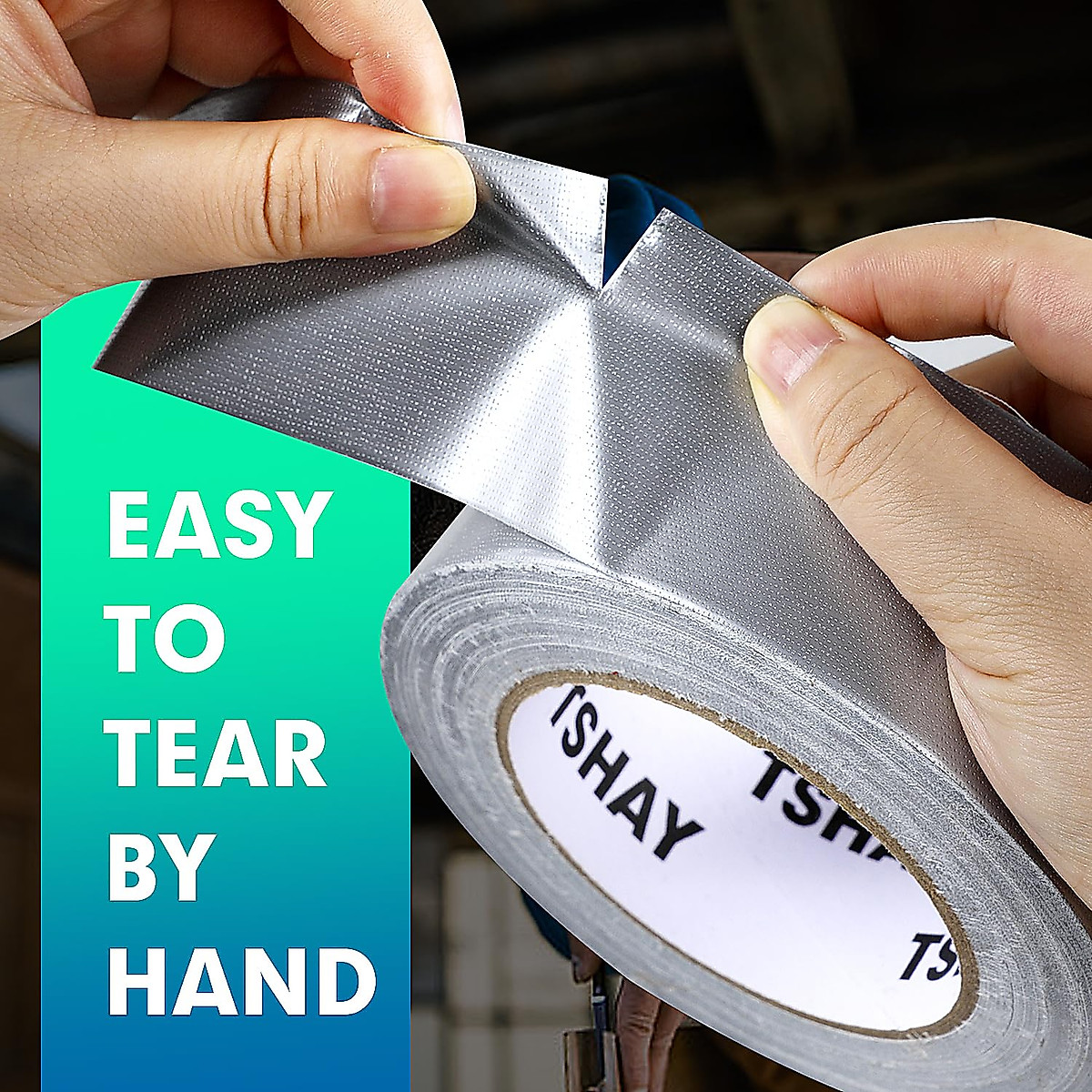 TSHAY Duct Tape, 6 Pack Heavy Silver Duty Duct Tape, Tear by Hand, All Weather, No Residue, 30 Yard x 2 Inch Per Roll - Bulk for Indoor Outdoor Repairs Industrial Use
