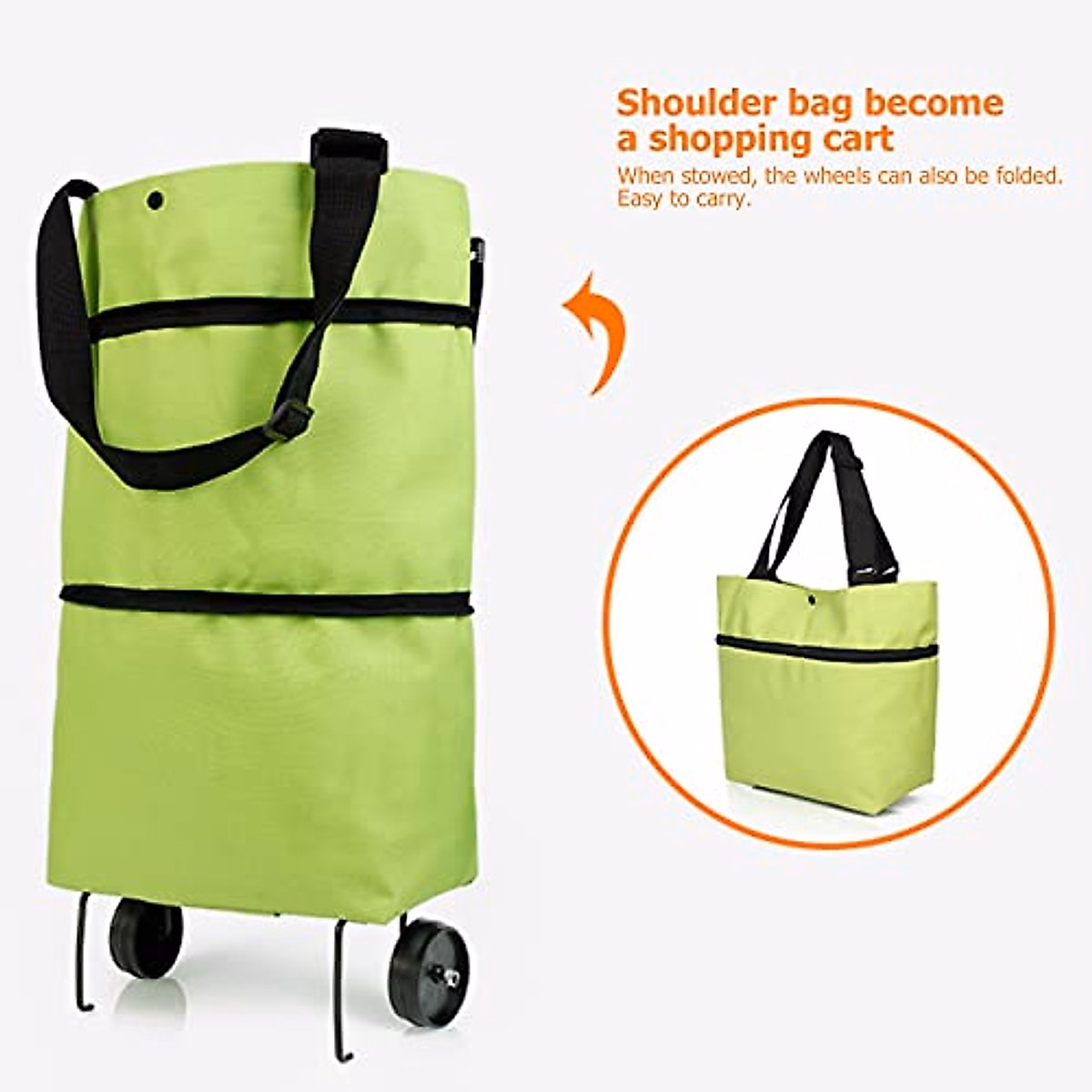Grocery cart Foldable Grocery Cart with Shopping Bag, Reusable Collapsible Trolley Bags Waterproof Folding Shopping Bag Shop Cart with Wheels Reusable Grocery Bags for Women Utility Carts