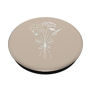Tan Sand Beige - Wildflower Floral Flower Design Feminine PopSockets Swappable PopGrip