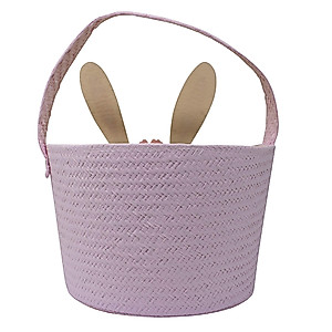 PTI Group Pink Bunny Easter Basket and Treats or Toys Container for Easter Egg Hunt (PG01339)