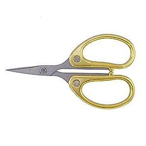 Embroidery Scissors - 4 1/2" Fine Cut Sharp Point Titanium Scissors w/Sheath - Small Craft Snip Scissors - Gold - 1 Pair