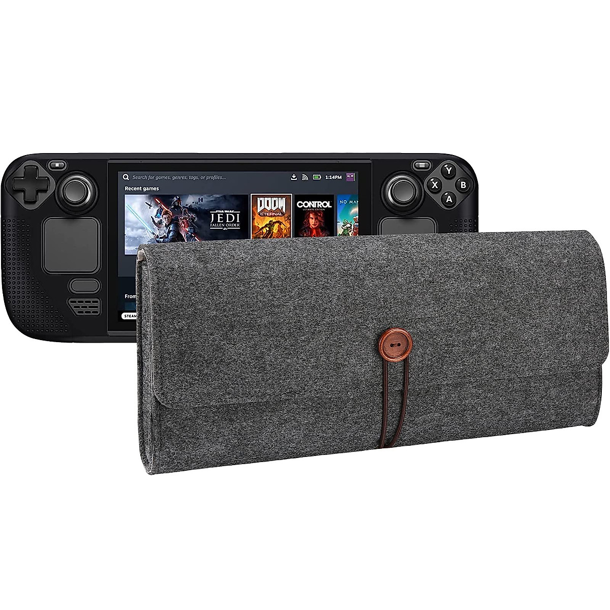 ProCase Felt Pouch Sleeve for Steam Deck, Portable Travel Storage Bag Ultra Slim Carrying Case Cover for Valve Steam Deck 2021 Release –Black