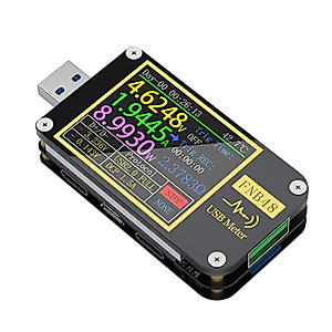 USB Voltage Meter Tester, FNB48 PD Trigger Voltmeter USB 3.0 Voltage and Current Tester DC 4-24V 6.5A USB C Multimeter PPS Fast Charging Protocol Capacity Tester QC2.0 3.0