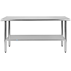 Flash Furniture Reese Stainless Steel 18 Gauge Prep and Work Table with Undershelf - NSF Certified - 60"W x 24"D x 34.5"H