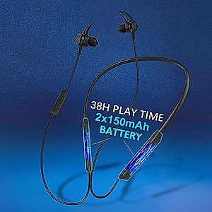 Bluetooth Neckband Headphone with Microphone, V5.3 Wireless Magnetic Earbuds Sports Neckband with 38Hrs Playtime, IPX5 Sweatproof Light Weight Wired in-Ear Earphone for Running Sports