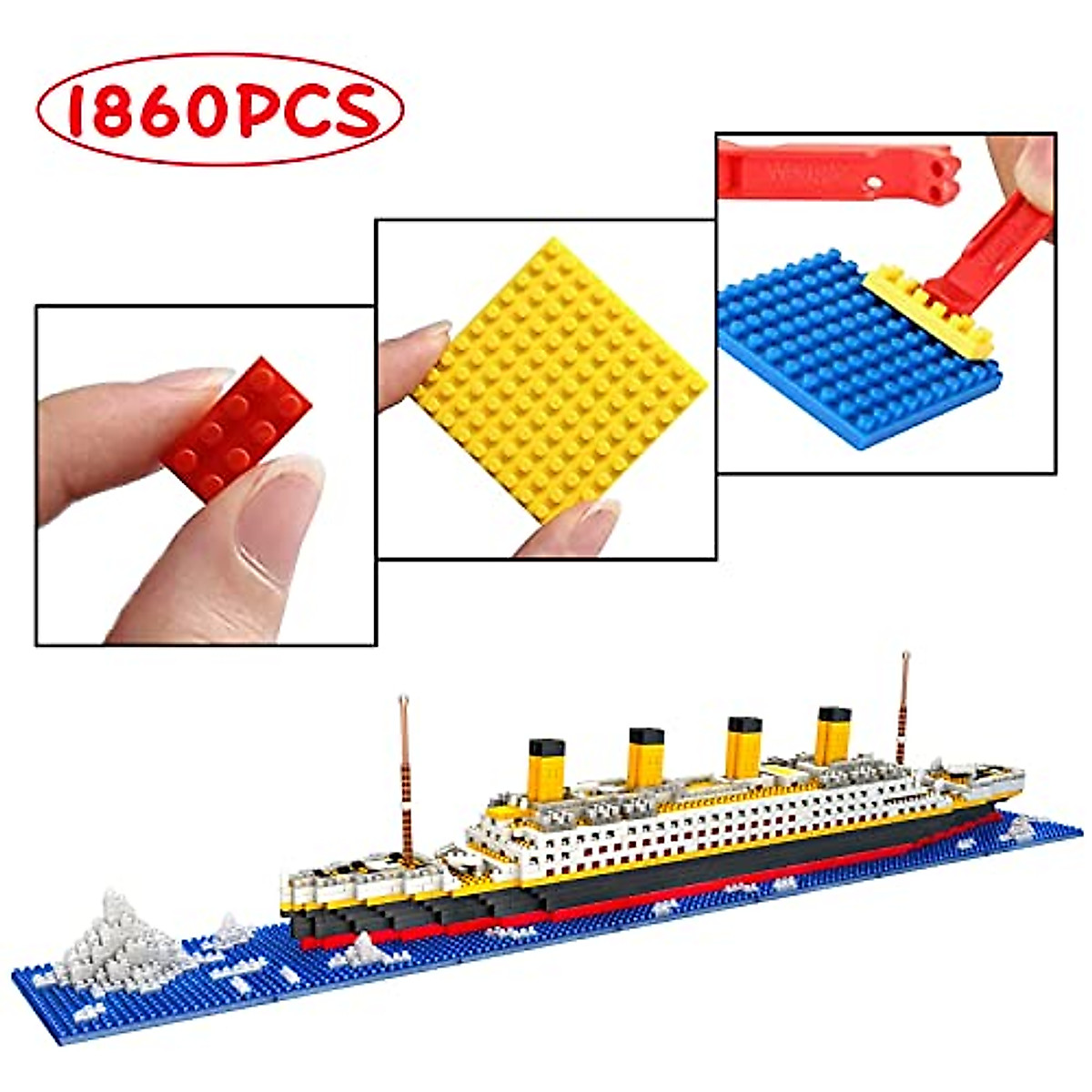 HYG Toys Titanic Micro Mini Building Blocks Set, 1860Pcs Titanic Toy Ship Model Building Bricks, 3D Puzzle Sets DIY Educational Toys Gift for Adults and Kids