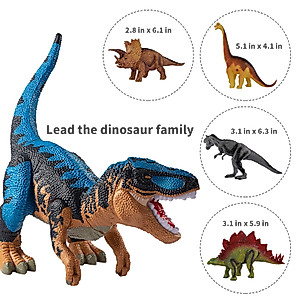 TEMI Large Dinosaur Toys for Kids Boys Toddlers 3 4 5 6 7 Years, Tyrannosaurus Dinosaur with Mist Spray, Light and Sound, Big Dinosaur Stored 4 Dinosaurs and 6 Small Dinosaurs Toys, Birthday Gifts