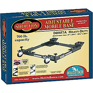 Shop Fox D2057A Adjustable Mobile Base, Small Charcoal Grey