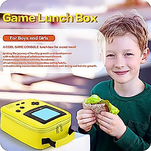 Hairao Kids Lunch Box Insulated Soft Lunch Bag Leather Lunch Box Gameboy Mini Cooler Back to School Thermal Meal Tote Kit Boys Girls Teens