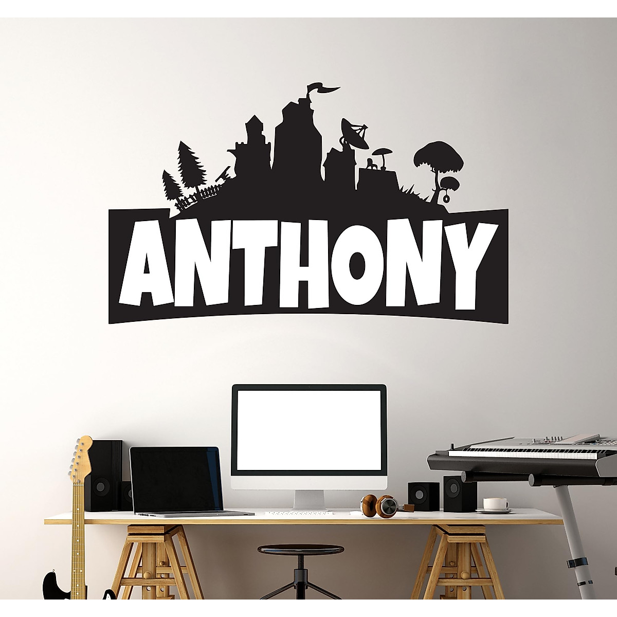 Custom Name Wall Decal - Famous Game Wall Decoration - Wall Decals for Gaming Room Decor - Party Decorations - Wall Decal for Home Bedroom Nursery Playroom Decoration (Wide 30"x16" Height)