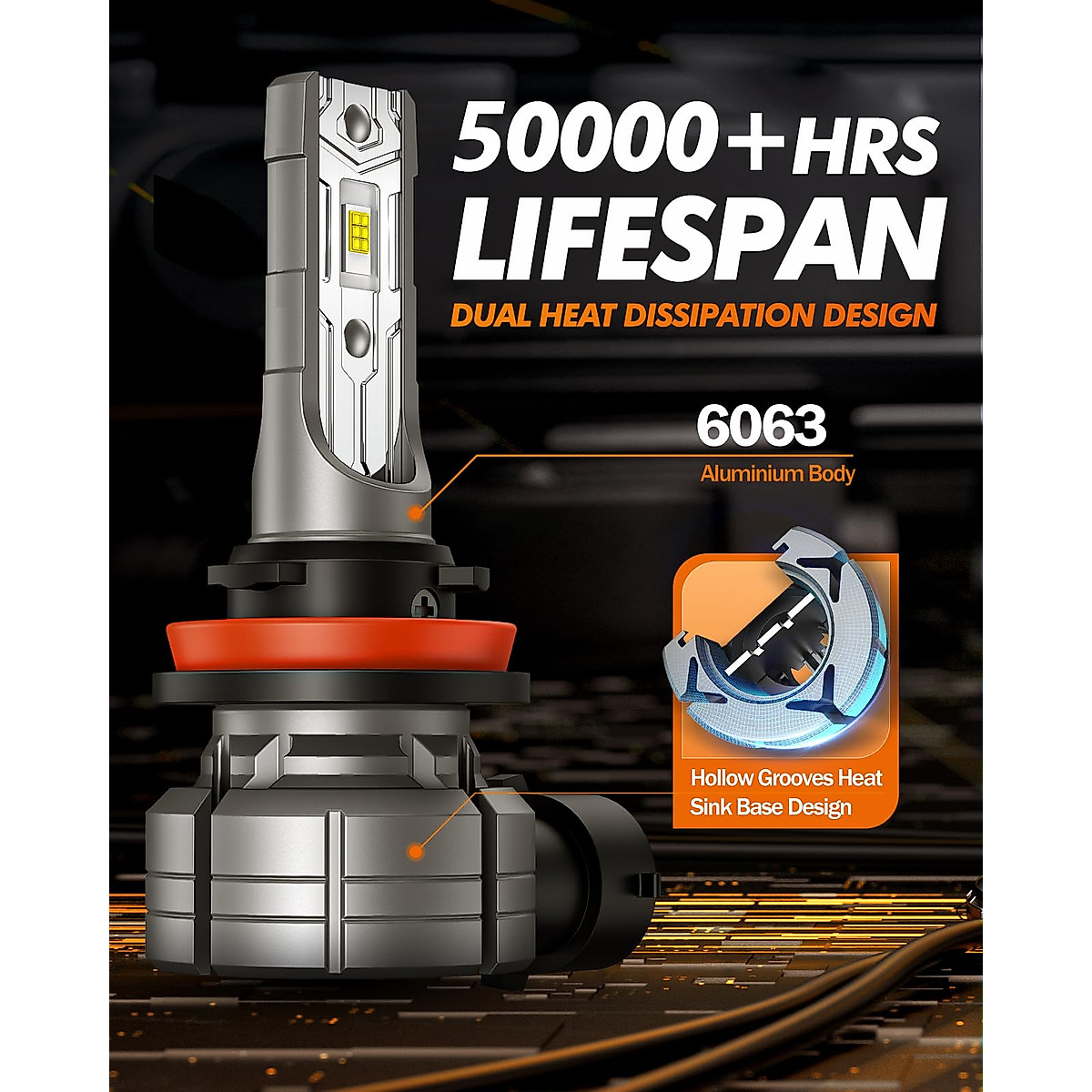 SEALIGHT H11 H8 LED Fog Light Bulb, 10000LM 24W Strong Penetration H8 H9 H16 H11 LED Fog Lights, 6500k Cool White 5530 CSP Chips, IP68 Waterproof Plug and Play, Pack of 2