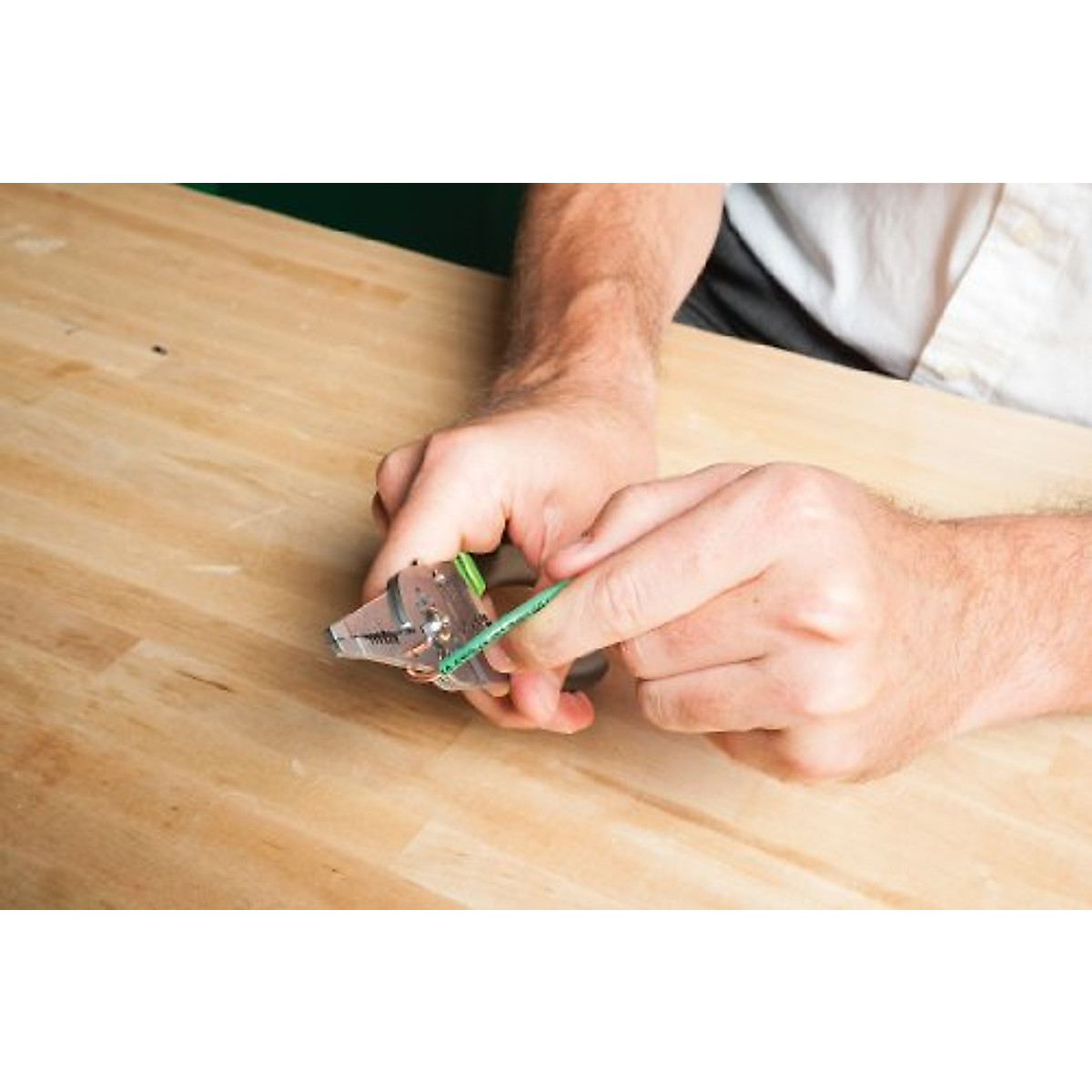 Greenlee 1955-SS Stainless Steel Wire Stripper for 10-18 AWG Solid and 12-20 AWG Stranded, Heavy-Duty Stripper, Cutter, and Crimper Tool