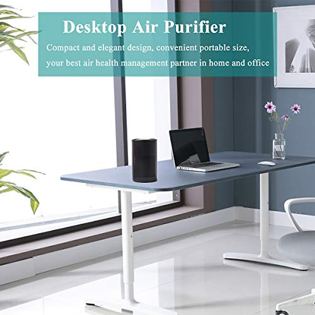 AIIKEE Small Air Purifier for Home Bedroom Office, Quite Sleep Mode True HEPA 3 Stage Filtration for Smoke Dust Pollen,Ozone Free Home Air Cleaner- Blank