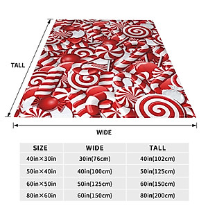 Christmas Swirl Candy Fleece Throw Blanket Red and White Sweet Xmas Soft Flannel Plush Lightweight Warm Cozy Blanket for Bed Couch Sofa Travel 50"X40"