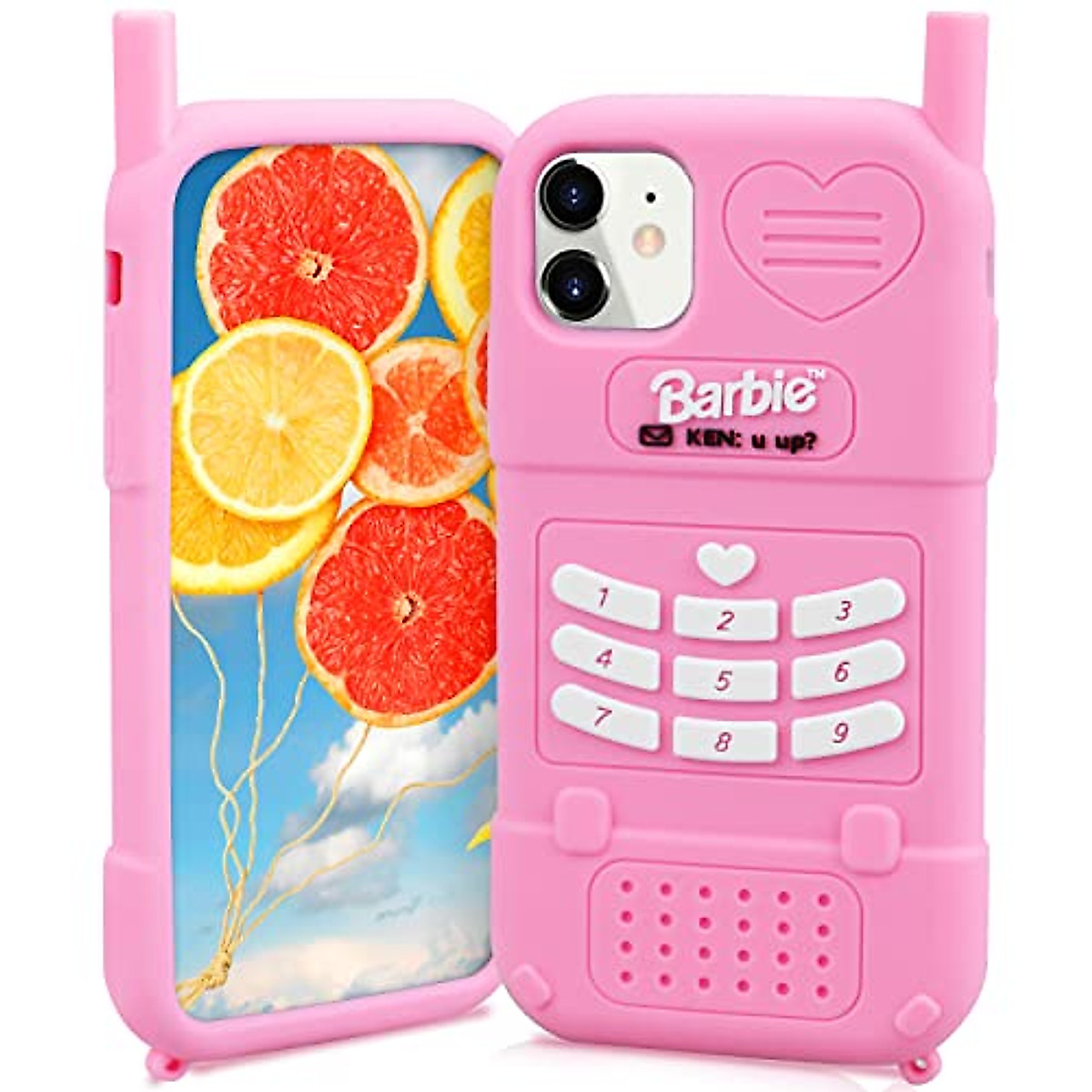 Danzel Silicone Case for iPhone 12 & iPhone 12pro 6.1", Cute Cartoon Cover, Kawaii Pink Retro Shell, Shockproof Retro Classic Cellular Phone Case for Girls Women(Pink 12)