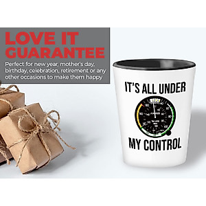 Bubble Hugs Pilot Shot Glass 1.5oz - It's All Under My Control - Airplane Job Flight Deck Staff Worker Sky Fly Captain Private Jet Aviator Career