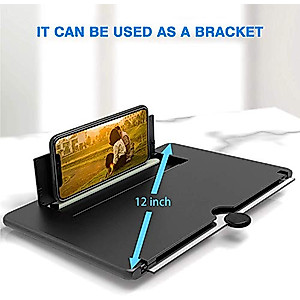 Phone Screen Magnifier, Ultra-Clear Mobile Phone Screen Amplifier with Folding Stand Holder,Pull-Out HD Screen Magnifier Newest Version, Suitable for All Smart Phones (12 INCH)