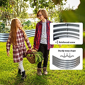 AONNTOO Galvanized Raised Garden Bed, Planters for Outdoor Plants, Oval Planters Tank with Metal Plant Support for Vegetables Flowers Fruits Herbs