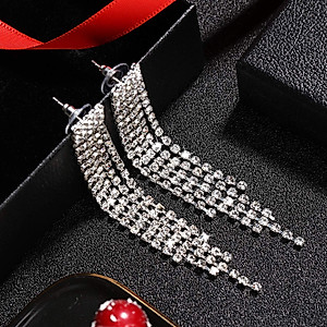 Hicarer Tassel Collar Statement Necklace with Tassel Earring for Women Jewelry Suit