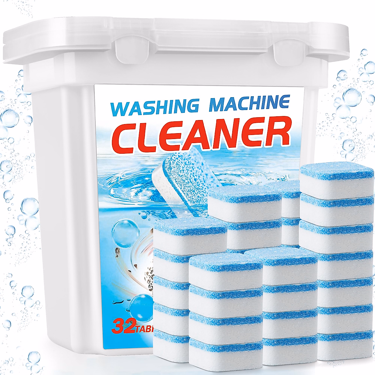 DORPETLY Washing Machine Cleaner, 32 Tablets Washer Machine Cleaner Household Supplies, Deep Cleaning Tablets for Front Loader, Top Load Washer and HE