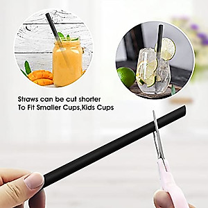 MYJIE 100 Pcs Black Boba Straws Jumbo Smoothie Straws,Individually Wrapped Plastic Disposable Wide-mouthed Large Straws(0.43" Wide X 9.45" Long)