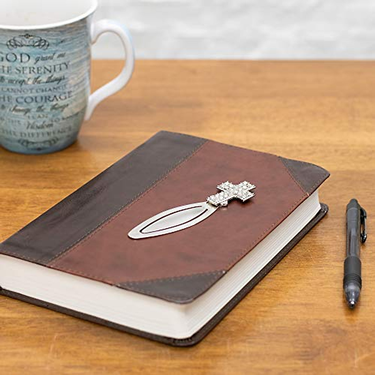 Jeweled Silverstone Cross 4 inch Zinc Alloy Bookmark