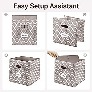 homyfort 11 Inch Cube Storage Organizer Bins-Foldable Fabric Storage Cubes Bin Container Box with 2 Plastic Handles for Boys,Girls,Nusery,Clothes,Pantry Closet,Shelf,Kids Room Set of 6 (Light Coffee)