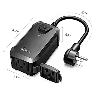 TREATLIFE Smart Dimmer Plug Outdoor Smart Plug Works with Alexa and Google Home, Light Dimmer APP Remote Control, Max Power 400W, IP44 Waterproof for Dimmable Outdoor Lights, Floor Lamp, Table Lamp