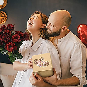 WEEPA Women's Day Bakery Boxes Cookie Boxes 25pcs Kraft Boxes Pie Boxes with Double Heart Window Wedding Gift Packaging Boxes Baby Shower Favor Box for Mini Cakes Pastries Candy Treat 4x4x2.5”