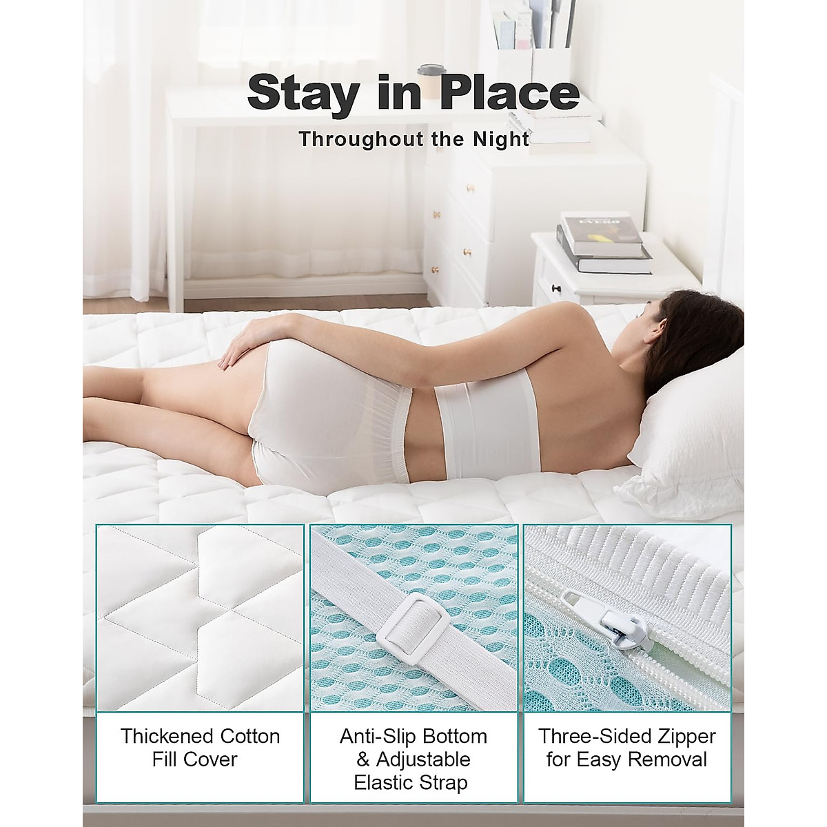 3 Inch Gel Memory Foam Mattress Topper Twin 99x190 cm, Japanese Floor Futon Mattress with Removable Knitted Cotton Cover for Back Pain Pressure Relief, CertiPUR-US and Oeko-TEX Certified, White