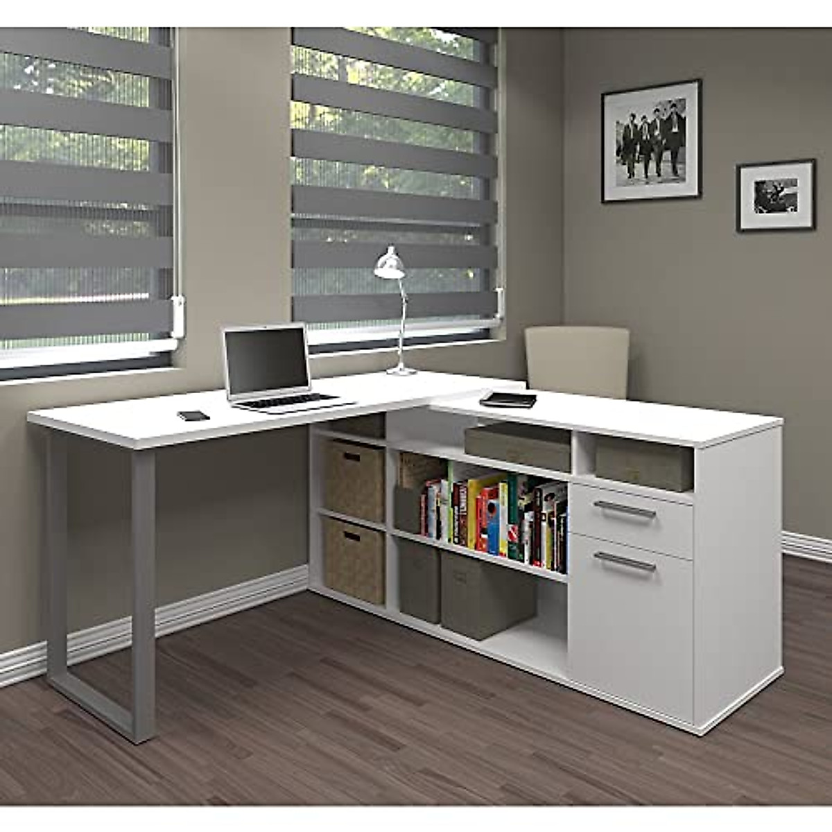 Bestar Solay L-Shaped Desk, 60W, Bark Grey