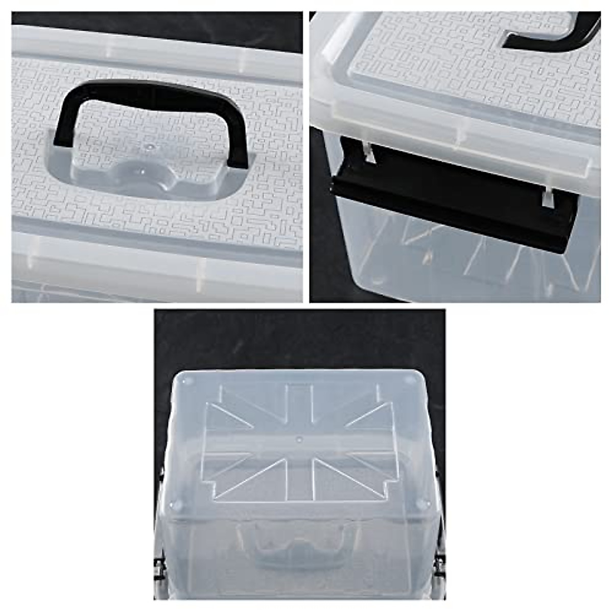 Hespama 6 Quart Storage Bin, Plastic Latching Box with Lid, 4 Packs, R