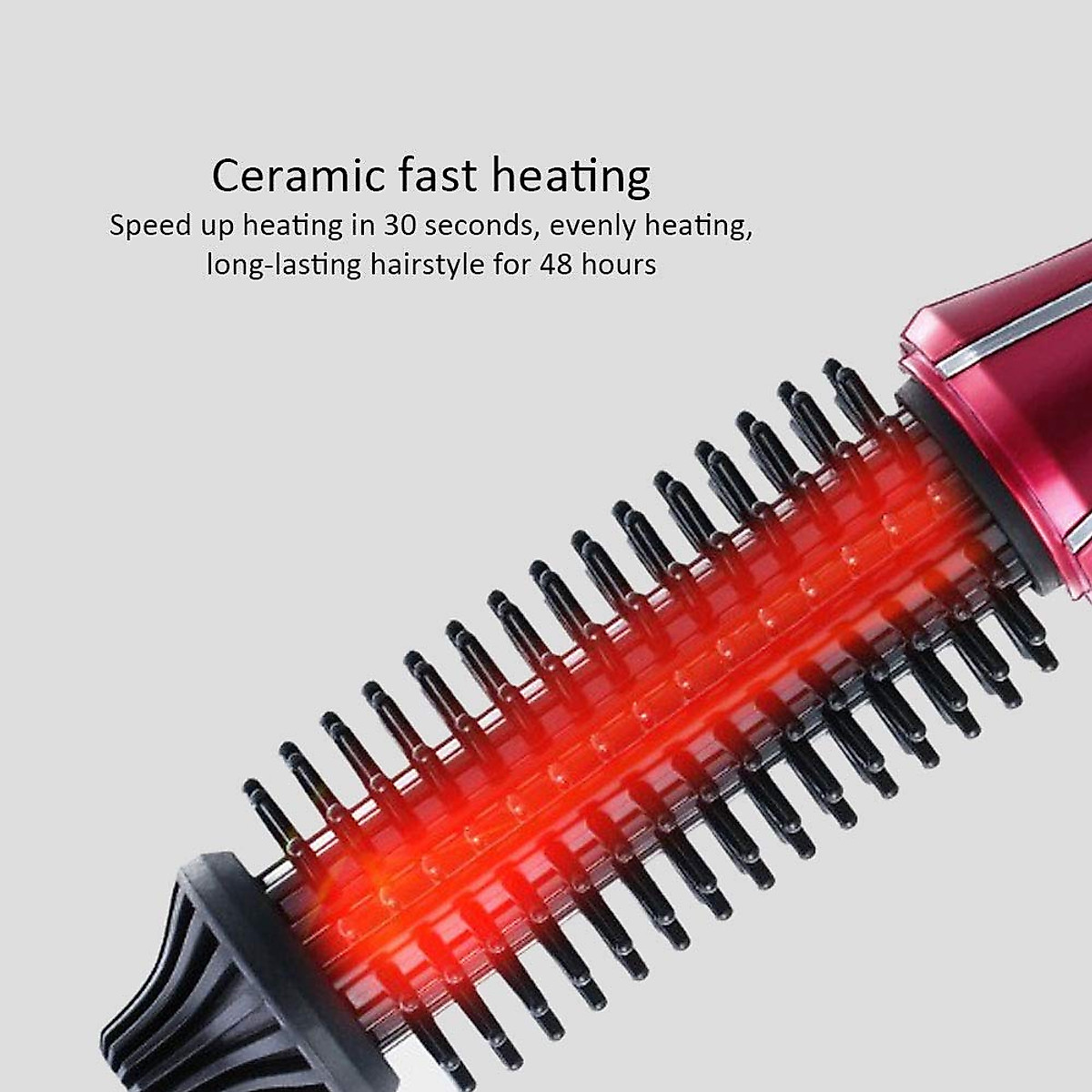 Electric Professional Anti-Scald Curling Brush with Instant Heat Up for All Hair Types (US Plug, 110-240V)
