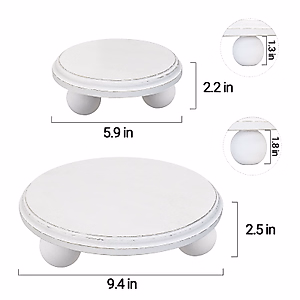Megsooul Decorative Wood Riser for Display, Farmhouse Pedestal Stand, Stackable Table Decor, Rustic White Display Tray