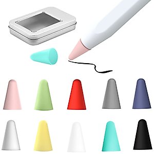 JanCalm for Apple Pencil Tips Cover,(10 Colors) Premium Silicone Slim Lightweight Thin Protective Case Noiseless Drawing for Apple Pencil 1st Gen/Pencil (2nd Generation) (10 Pcs,Box Pack)