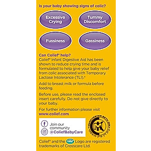 Colief Infant Digestive Aid | Gas Drops for Babies | Natural & Safe Infant Gas Relief | Reduces Baby Colic, Tummy Bloating, Fussing & Crying | 90 Servings | 0.5 Fl Oz