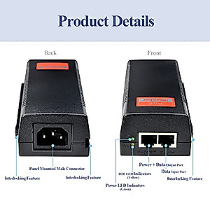 Revotech Gigabit 90W PoE++ Injector 54-56V Adapter, 10/100/1000Base-T IEEE 802.3bt PoE Standard Active POE+, Plug and Play for Wireless Access Points/PTZ/Videophones